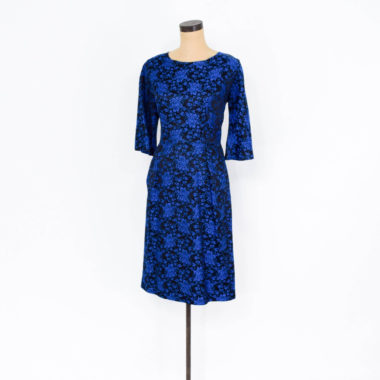 1950s Blue Brocade Dress 50s Royal Blue Brocade Party Dress | Etsy