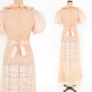 1930s Beige Lace Evening Gown 30s Blush Pink Sheer Floral - Etsy