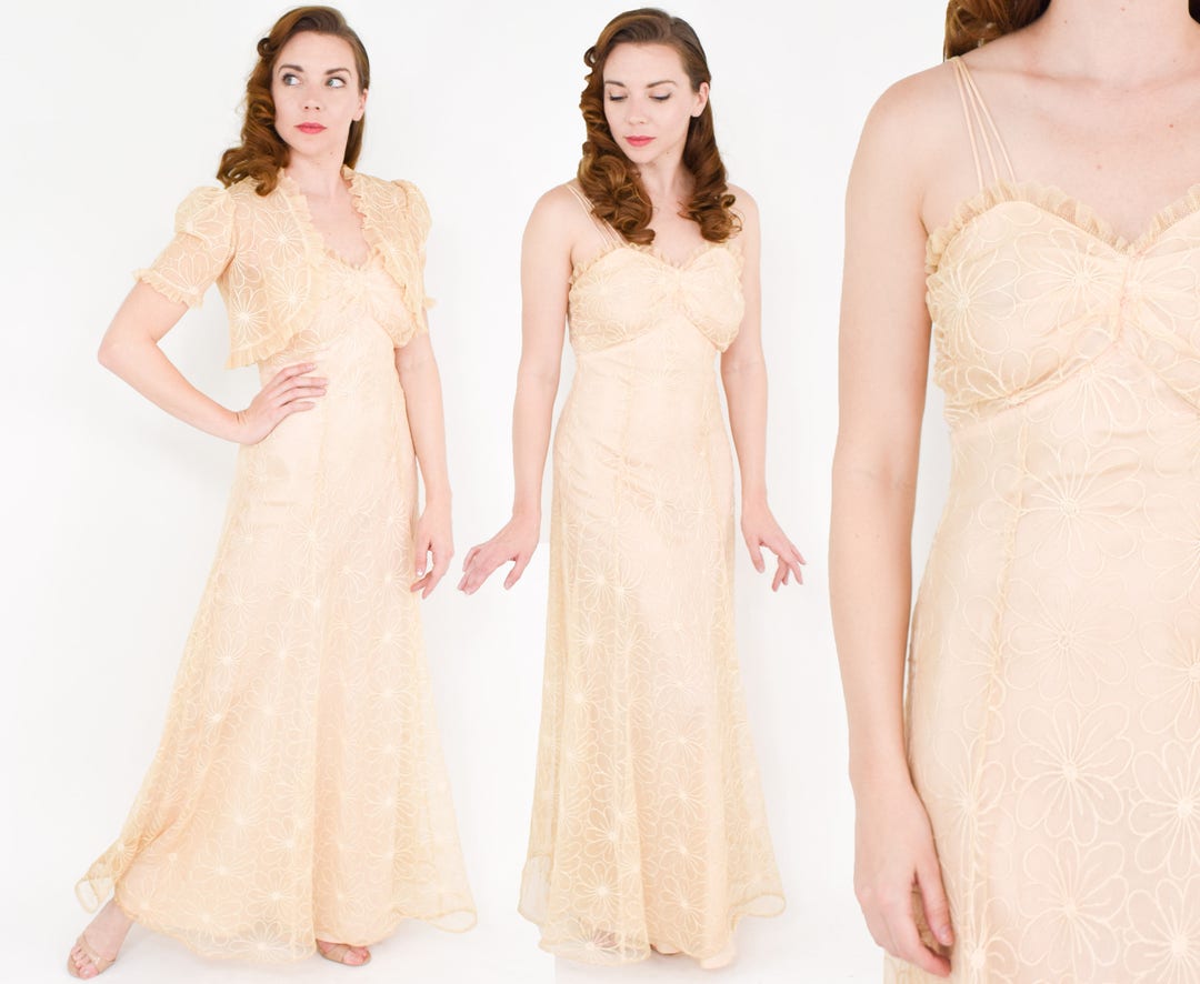 1930s Beige Lace Dress & Bolero 30s Beige Tambour Lace - Etsy