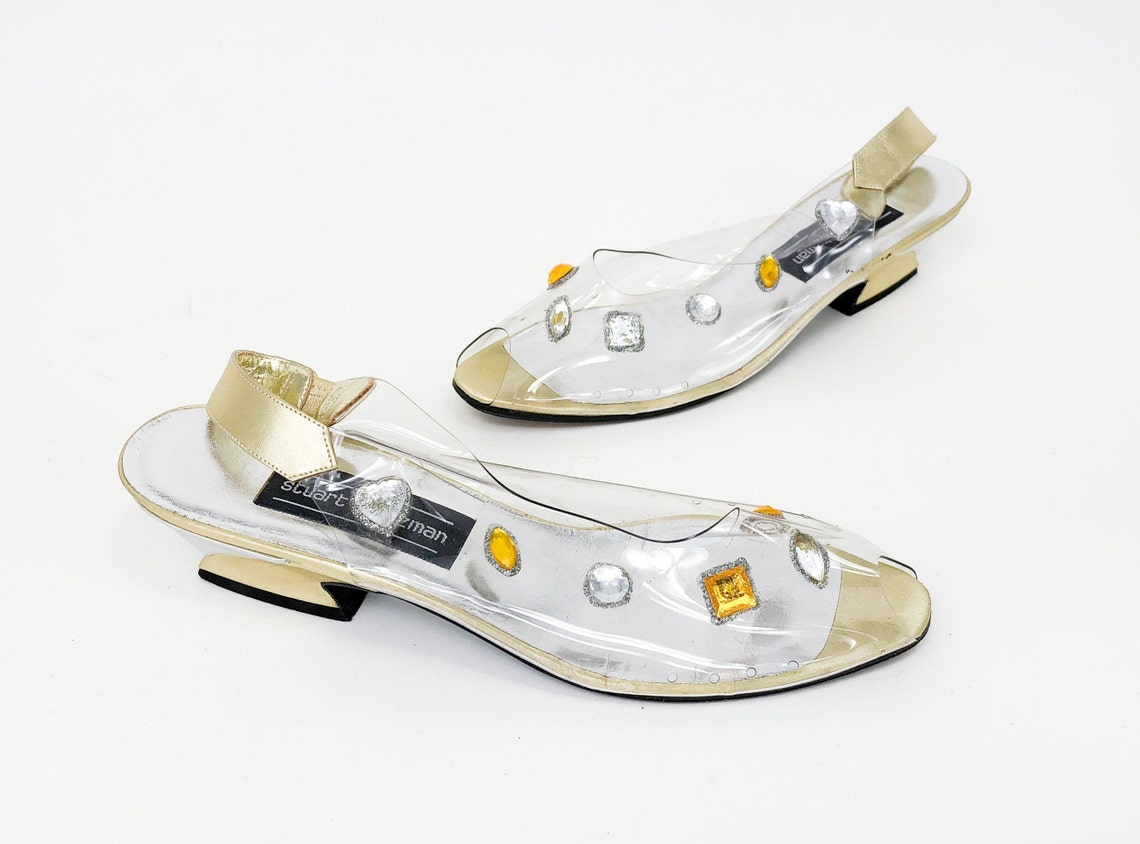 1980s Plastic Jeweled Flats 80s Plastic Jeweled Low Heels - Etsy