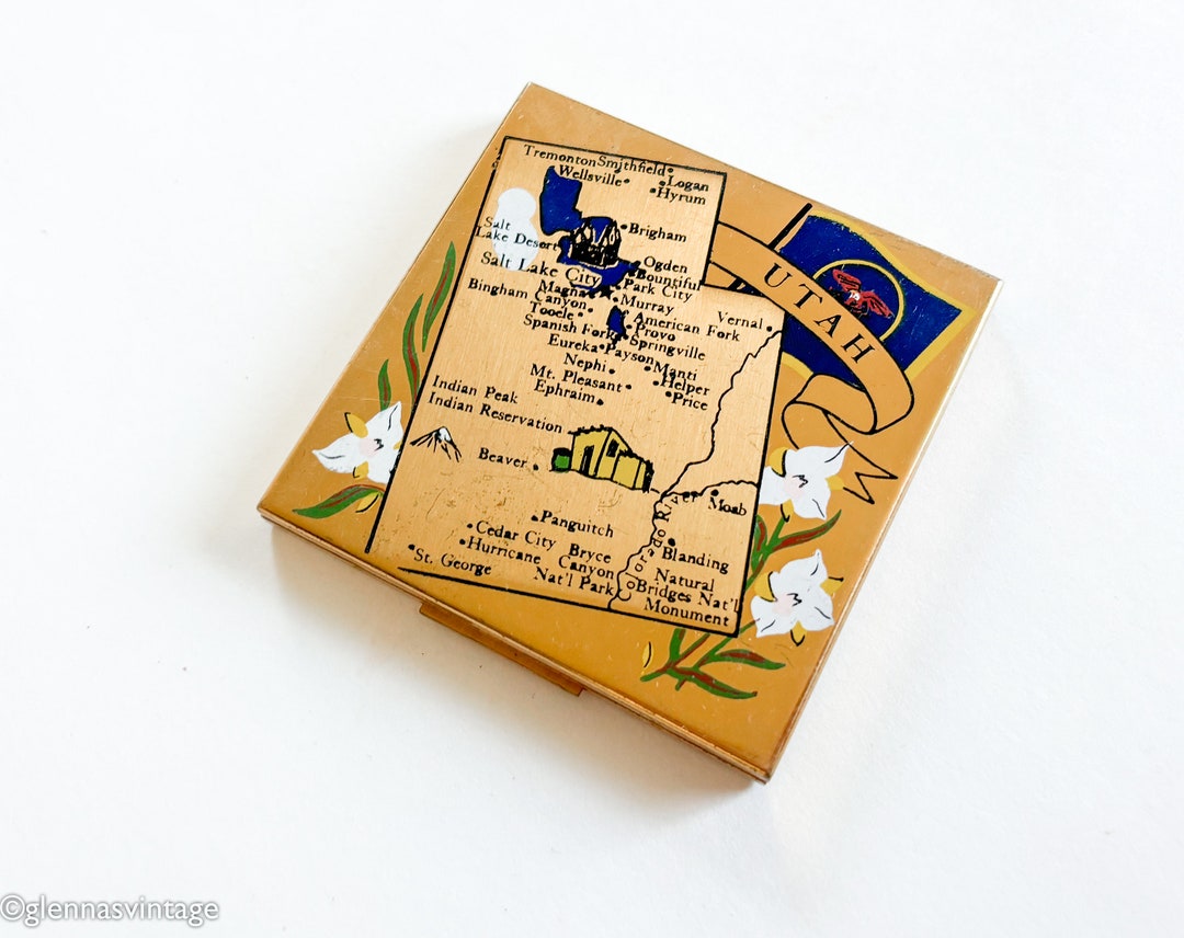 1960s Elgin American Utah Map Compact: Vintage Gold Tone - Etsy