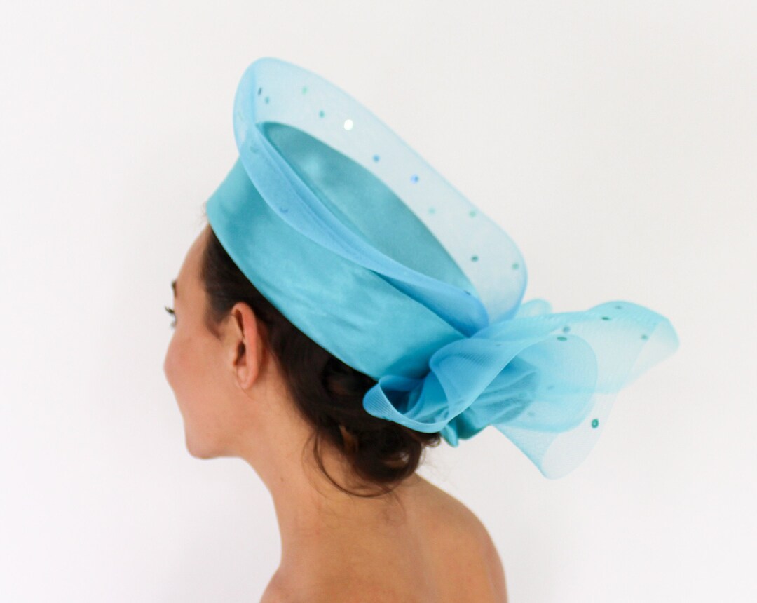1980s Turquoise Blue Sequin Hat 80s Bright Blue Turquoise - Etsy