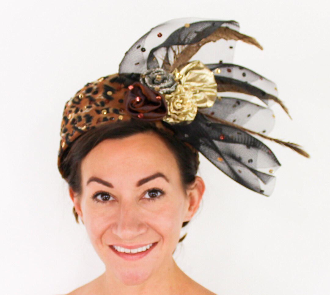 1980s Leopard Hat | 80s Leopard Fascinator | Kentucky Derby | Whittall ...