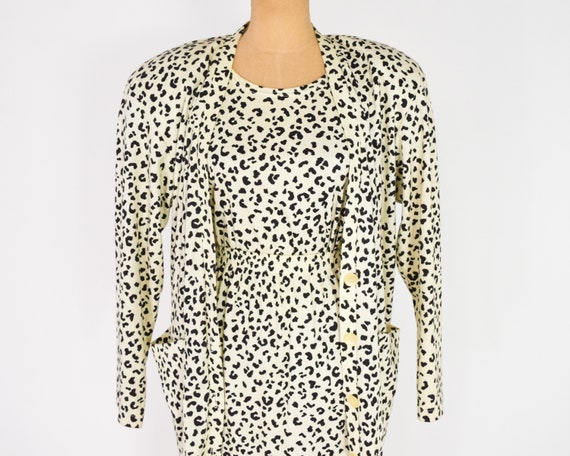 1980s Animal Print Cotton Knit Set | 80s Leopard Prin… - Gem