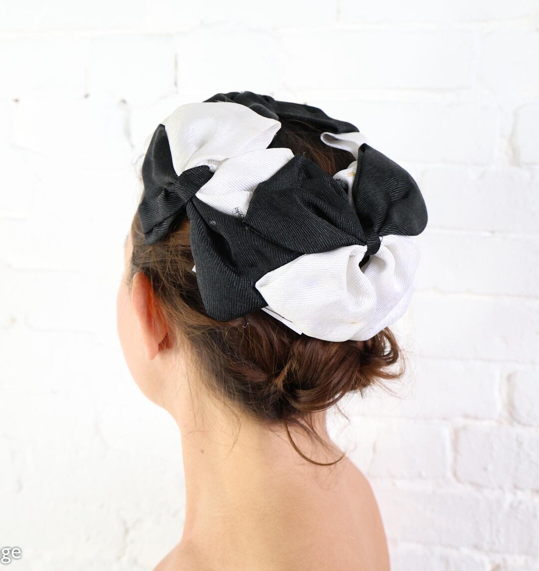 1950s Black White Bows Hat | 50s Black & White Grosgrain Ribbon ...