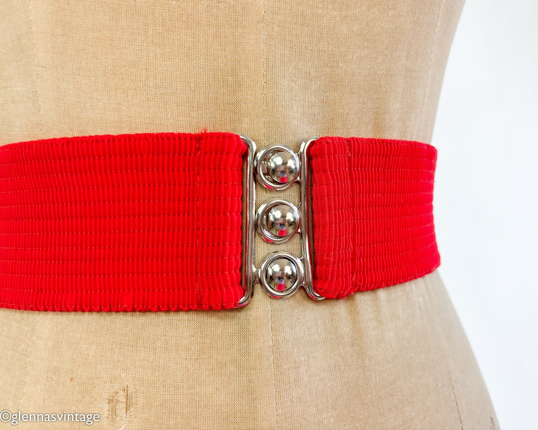 1950s Red Elastic Belt | 50s Stretchy Wide Belt | Malco Modes - Etsy