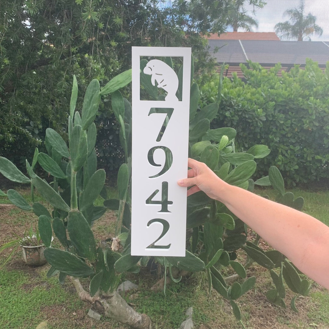 Manatee House Number Sign – Custom PVC Address Plaque - Etsy