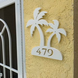 Address Plaque - Palm Trees, Personalized Sign, Outdoor Decor, Coastal ...