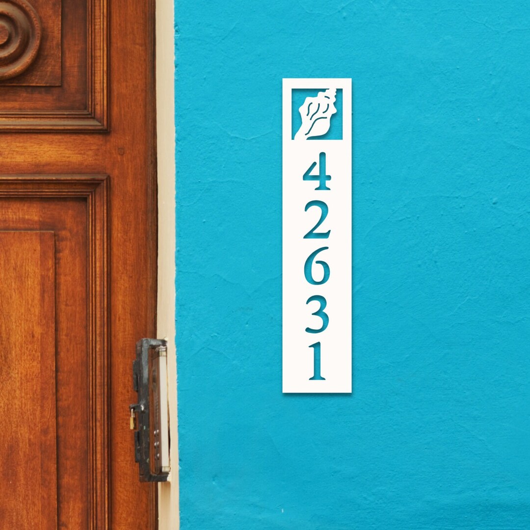 House Number Plaque Boxed - Conch Shell, Address Plaque, Address Sign ...
