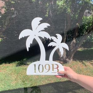 Address Plaque - Palm Trees, Personalized Sign, Outdoor Decor, Coastal ...