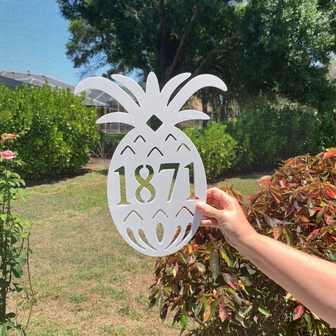 Address Plaque - Pineapple, Personalized Sing, Outdoor Decor, Coastal ...