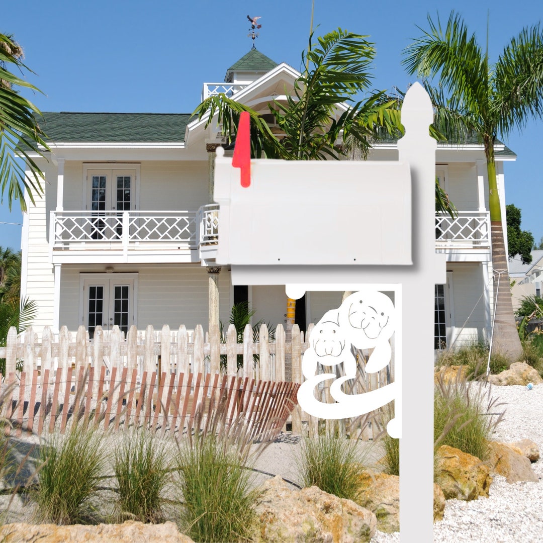 Mailbox/corner Bracket Manatee W/baby Medium 12x16 Inch, Custom Mailbox ...