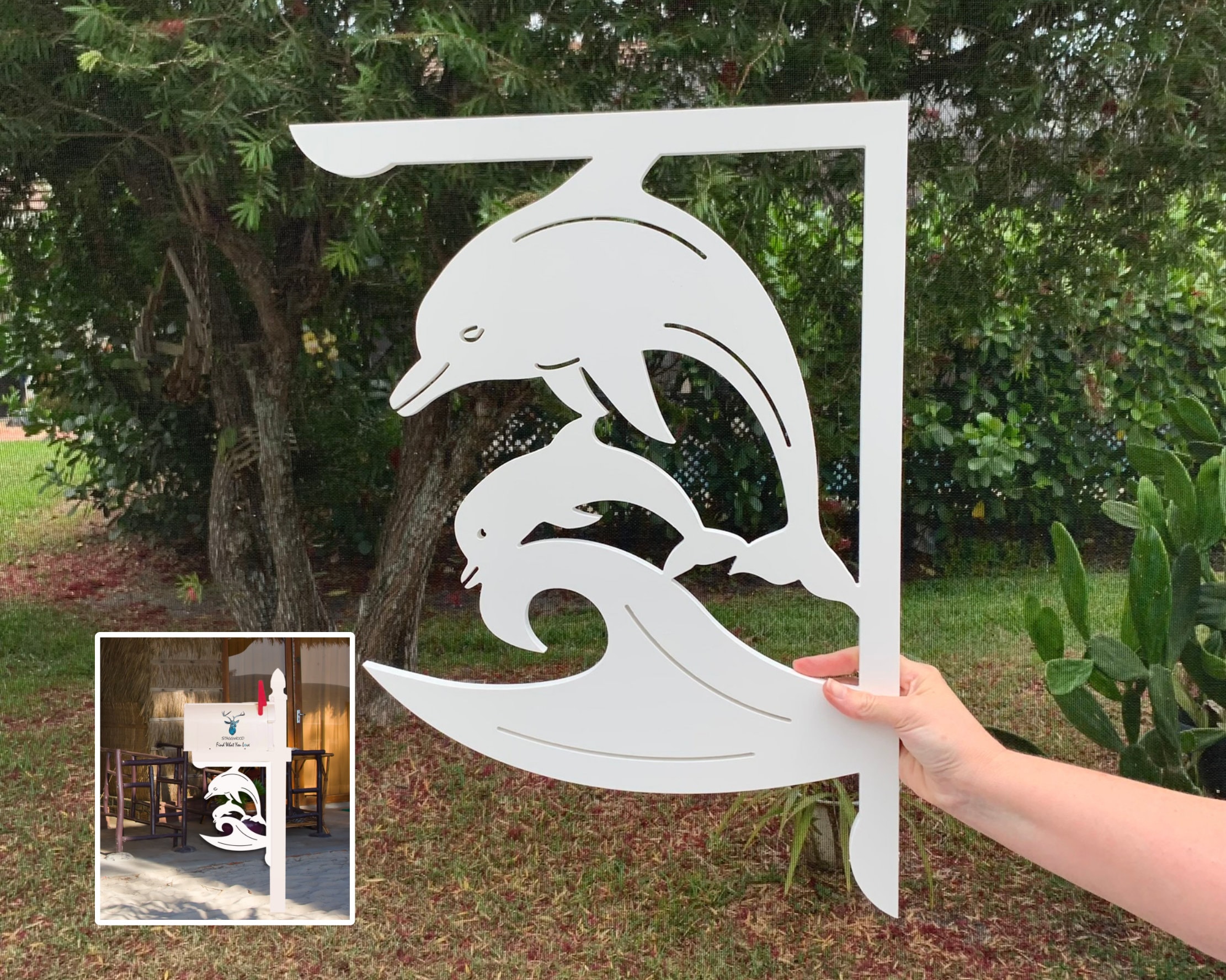 Dolphin Mailbox Bracket – Coastal Outdoor Decor (16x21 Inch) - Etsy