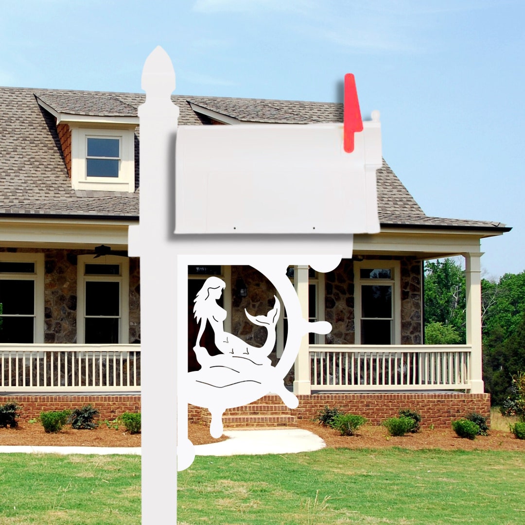 Mailbox Bracket Ship's Wheel W/mermaid Large 16x21, Custom Mailbox ...