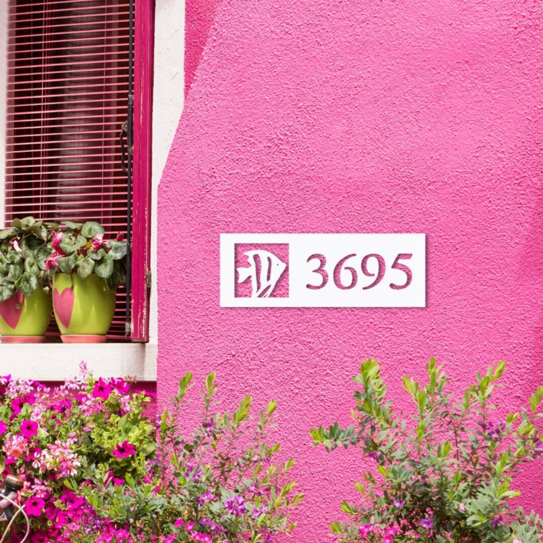 Angel Fish House Number Plaque - Custom Outdoor Address Sign - Etsy