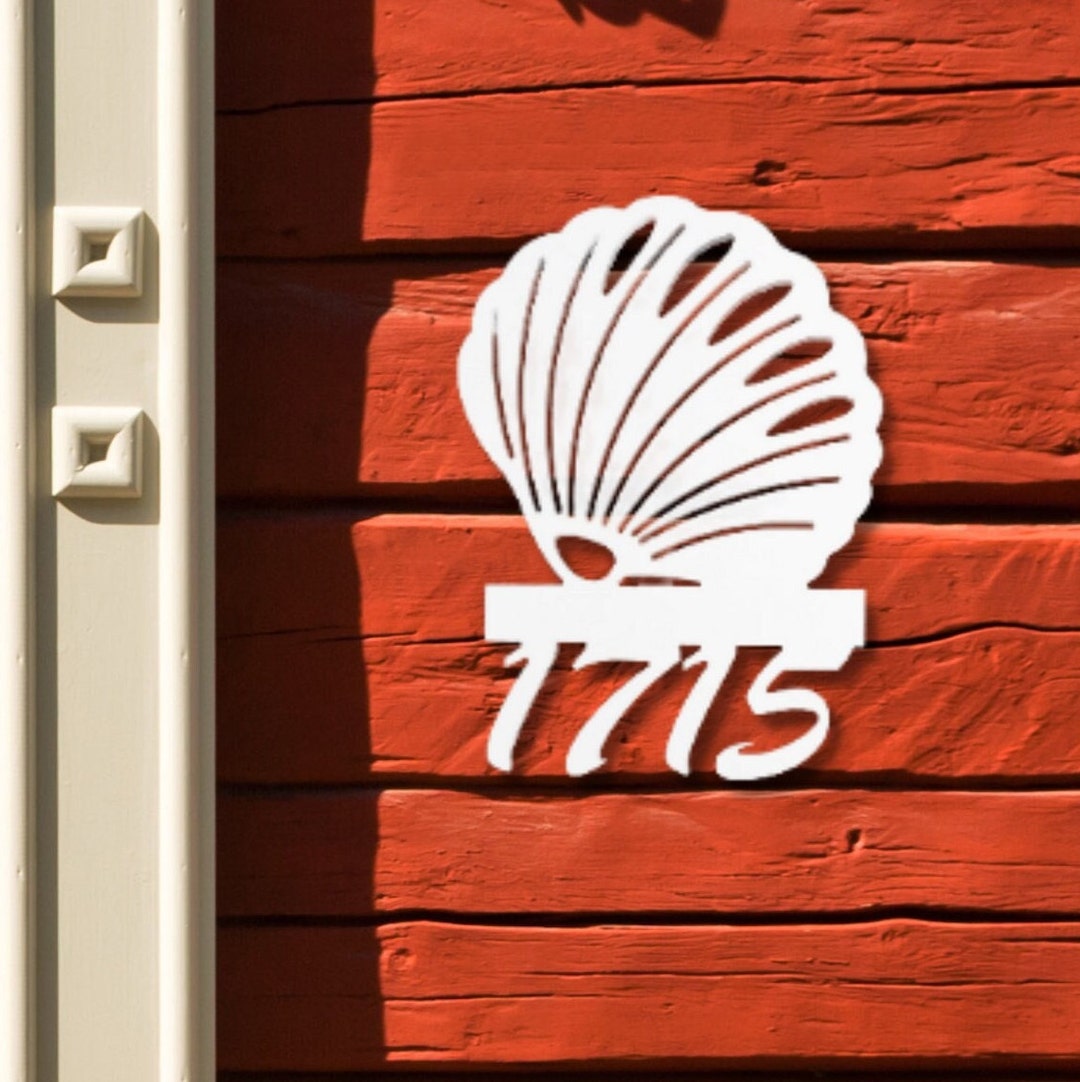 Seashell Address Sign, Coastal House Number Plaque, Personalized ...