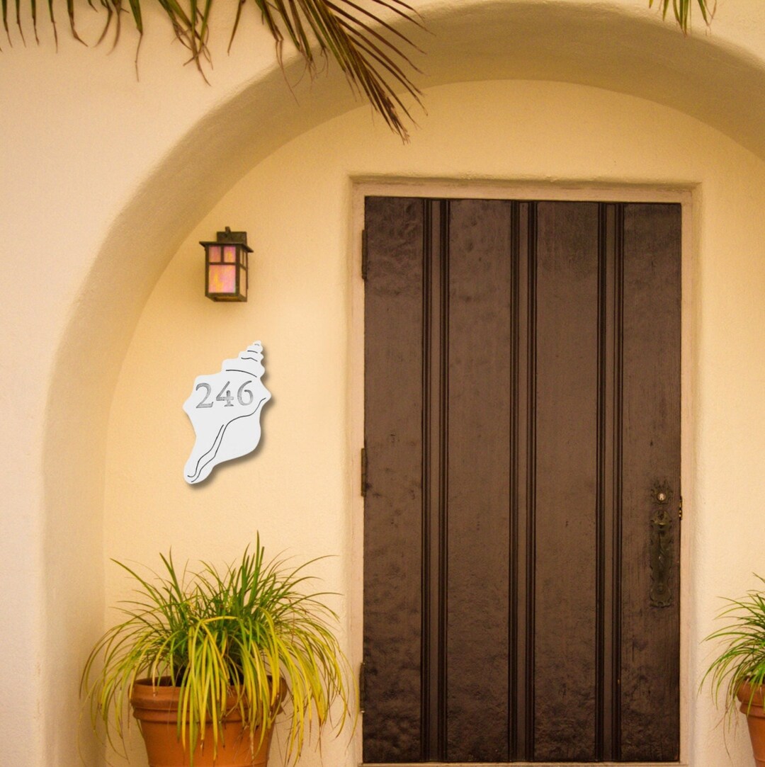 Address Plaque Conch Shell, Personalized Sign, Outdoor Decor, Coastal ...