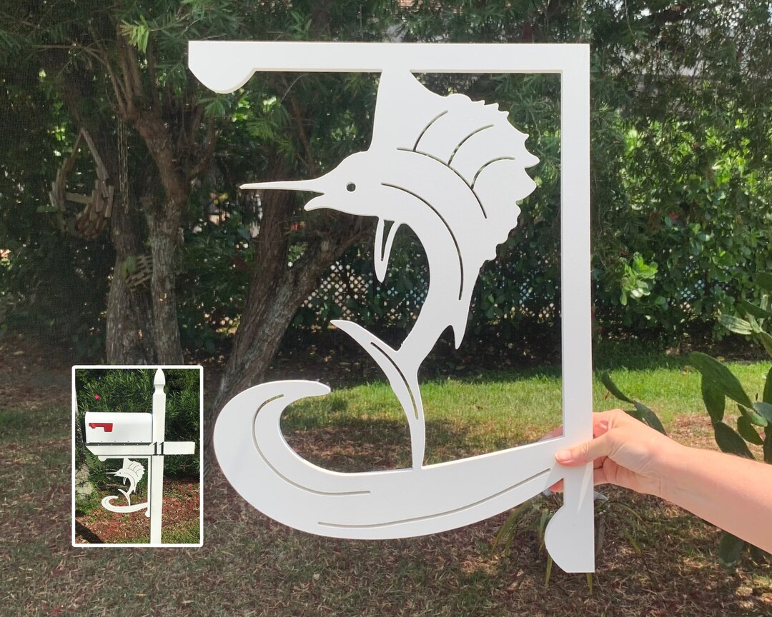 Sailfish Mailbox Bracket – Coastal Outdoor Decor, Large 16x21 Inch - Etsy