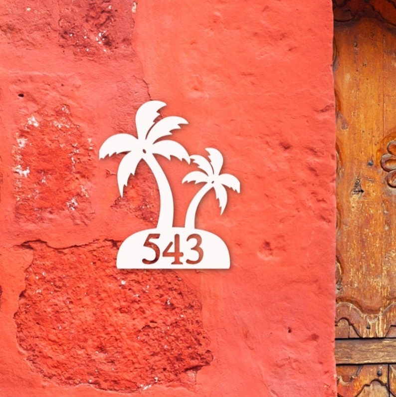 Address Plaque Palm Trees Personalized Sign Outdoor Decor - Etsy