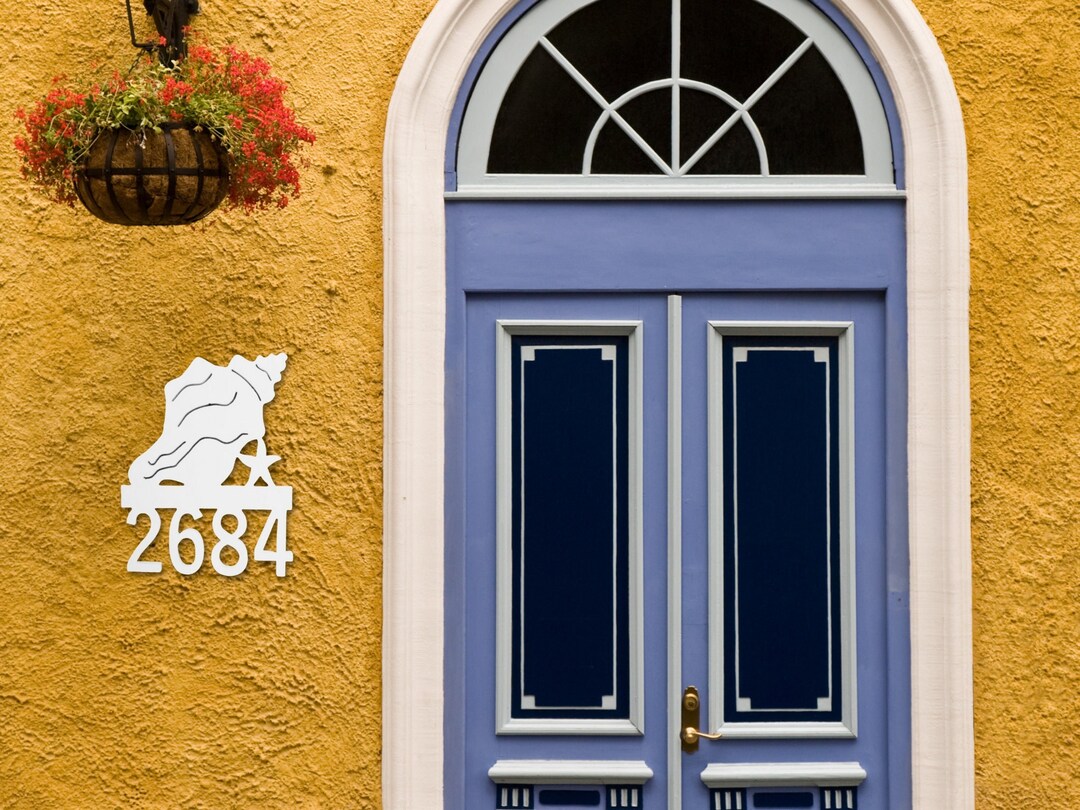 Coastal Conch Shell Address Sign, Custom House Number Plaque - Etsy