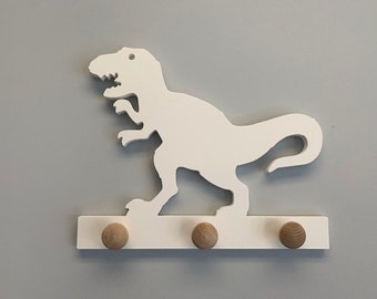 Home & Living Solid Wood Rack with Hooks Ferocious T-rex dinosaur ...