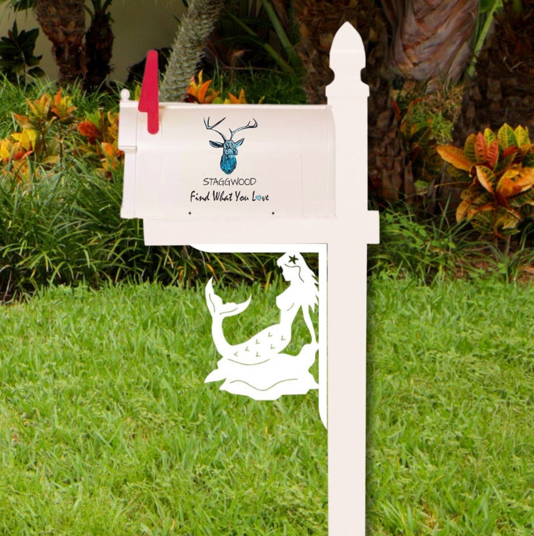 Mailbox Bracket Mermaid on the Rocks, Medium 12x16 Inch, Custom Mailbox ...