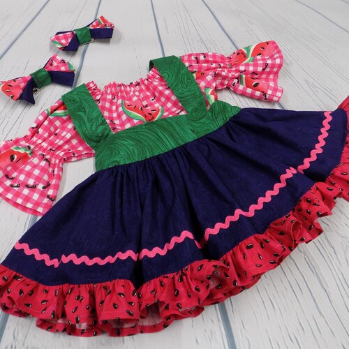 Watermelon Dress Girls Western Dress Country Pageant Denim | Etsy