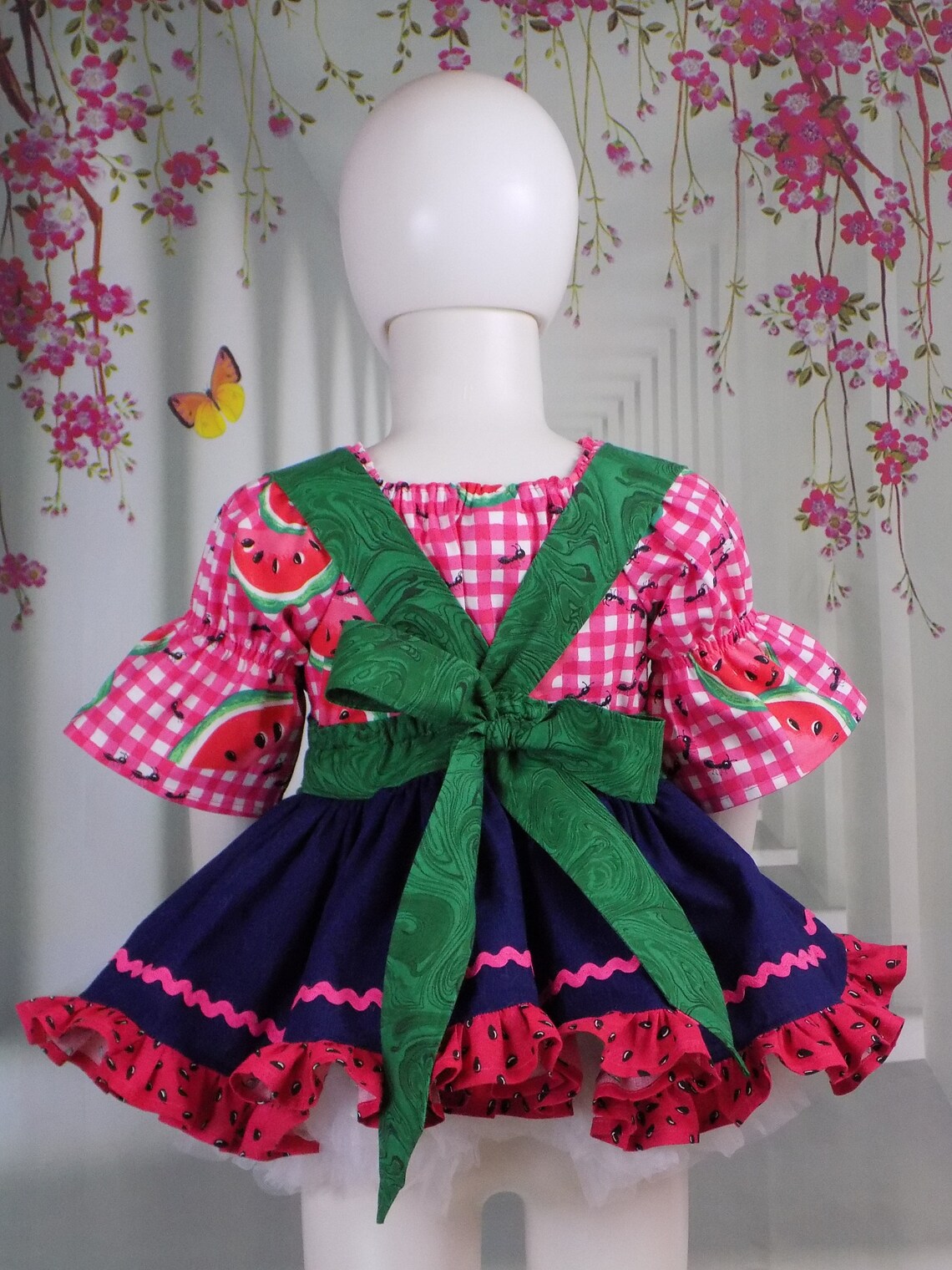 Watermelon Dress Girls Western Dress Country Pageant Denim | Etsy