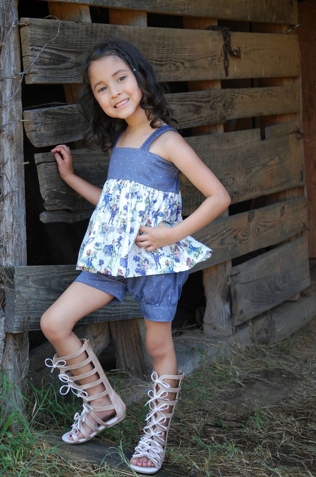 Girls Summer Outfit, Girls Short Set, Fairy Dress, Purple, Gold ...