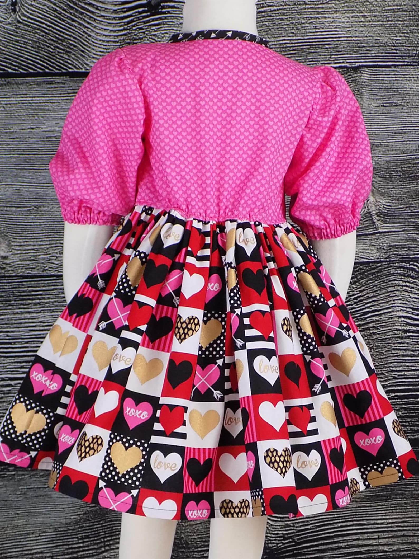 Girls Valentine's Day Dress Toddler Pink Gold Hearts | Etsy