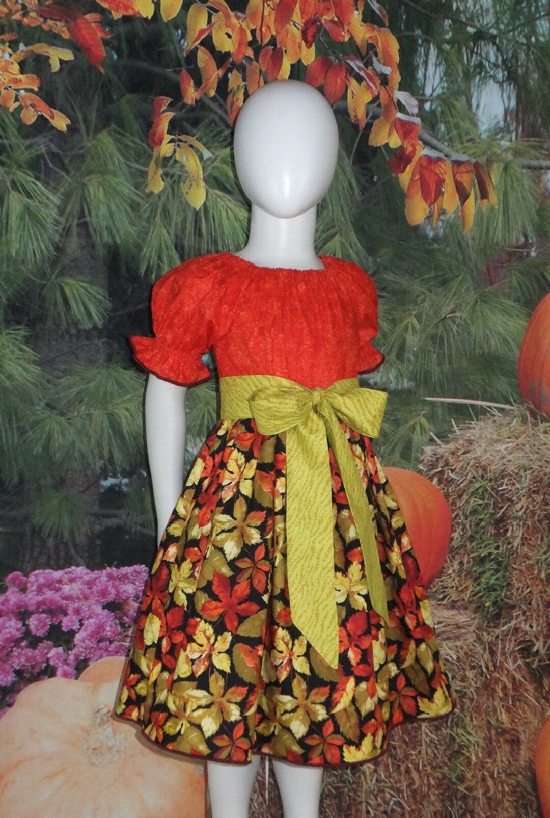 Fall Dress, Thanksgiving Dress, Leaf, Leaves, Orange, Autumn, Little ...