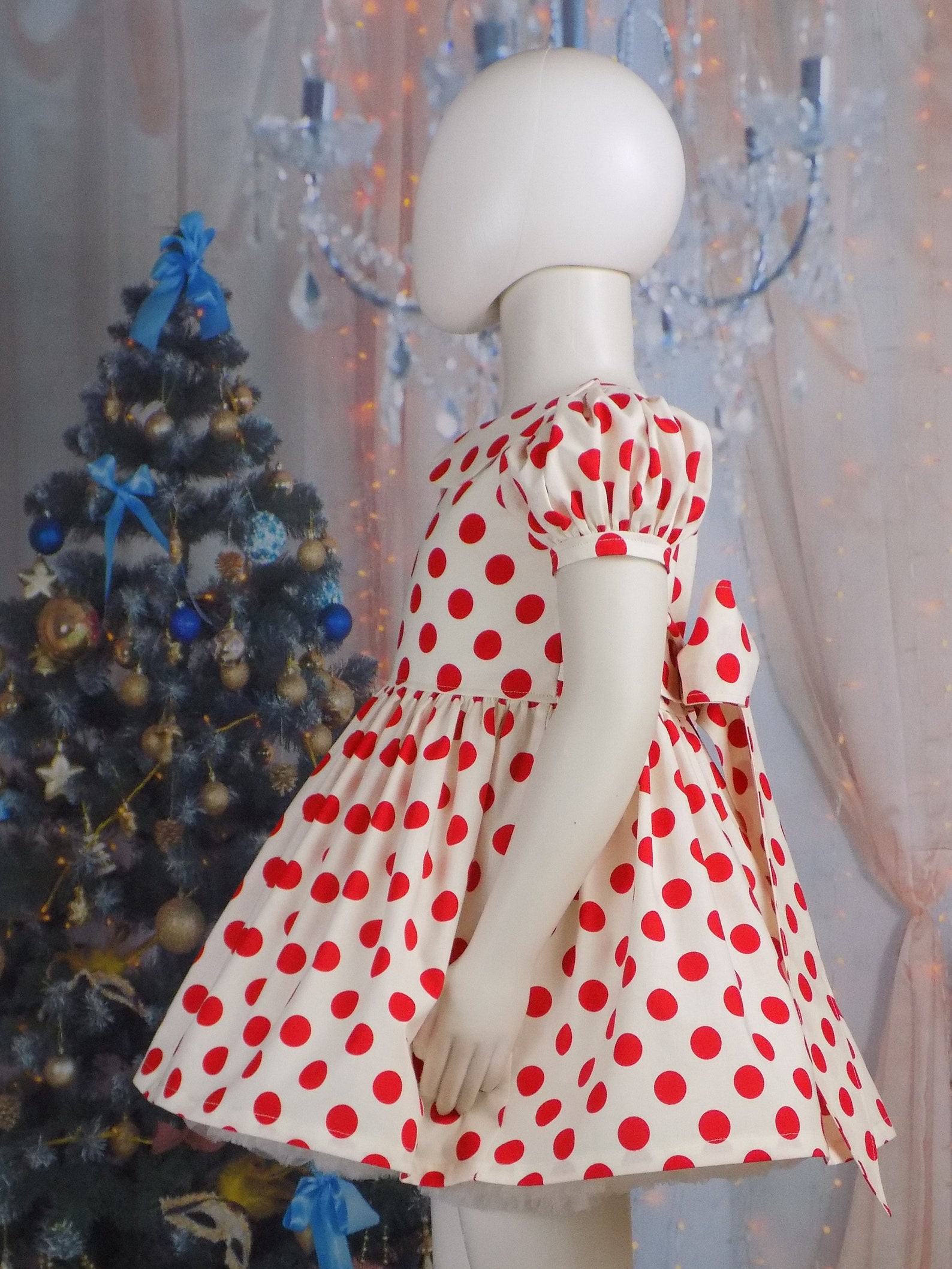 Girls Polka Dot Dress, Red, White Red Polka Dot, Retro, 50s, Halloween ...