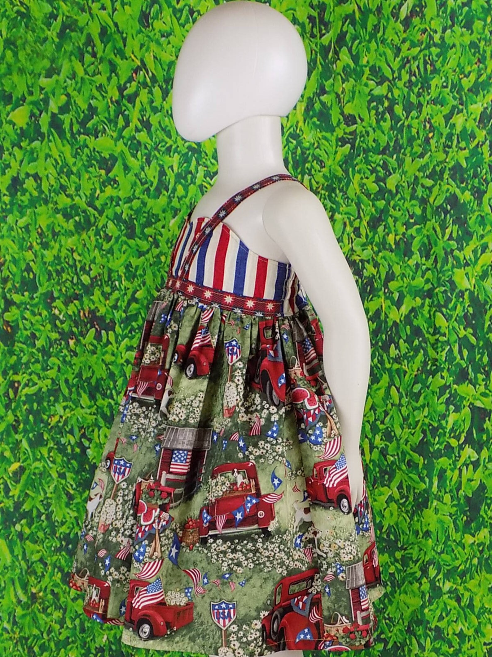 Girls Patriotic Dress 4th of July Dress USA Red Truck - Etsy