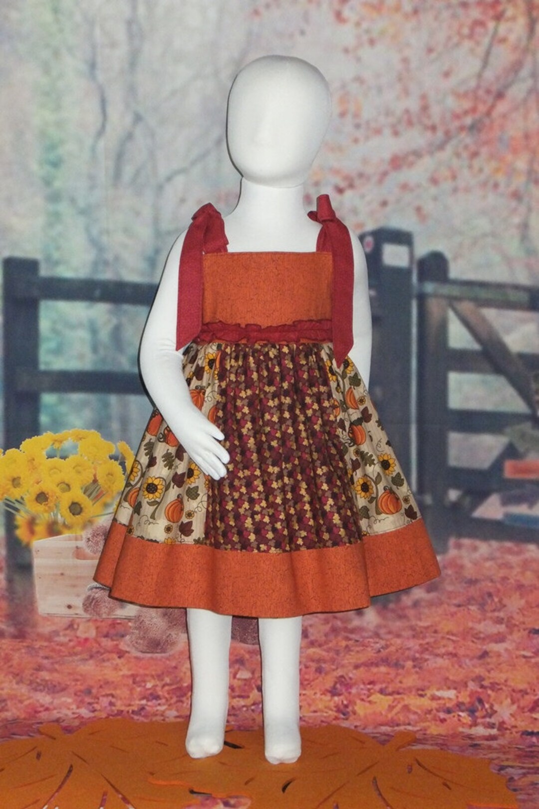 Girl, Fall, Knot Dress, Sunflower, Toddler, Thanksgiving, Pumpkin ...
