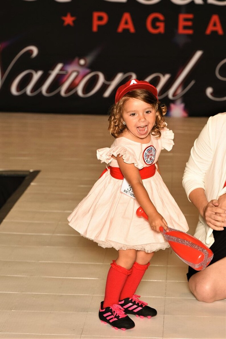 Baseball Dress Girls Peach Red Uniform Costume Pageant | Etsy