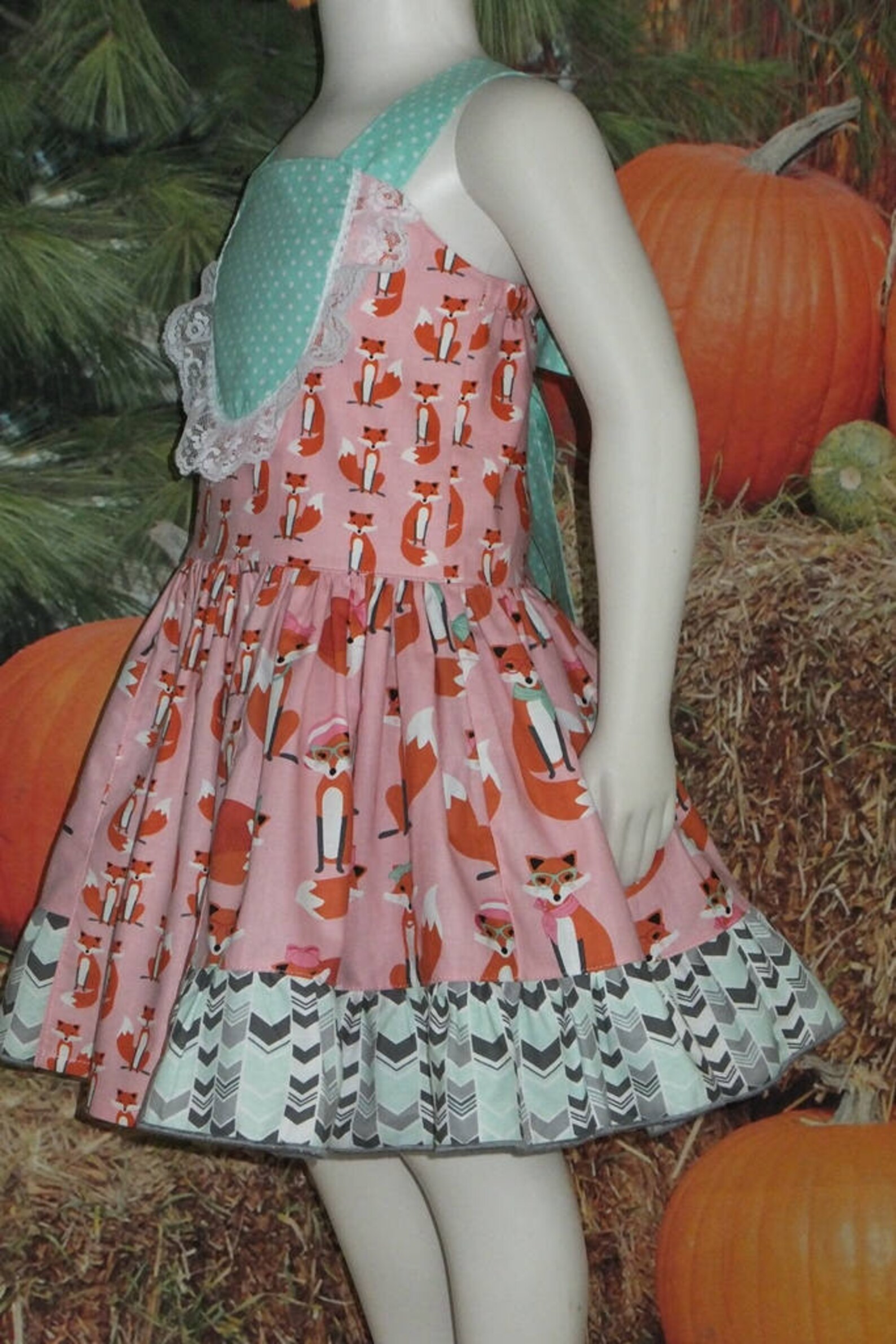 Girls Pink Fox Dress Toddler Fall Dress Woodland Dress | Etsy