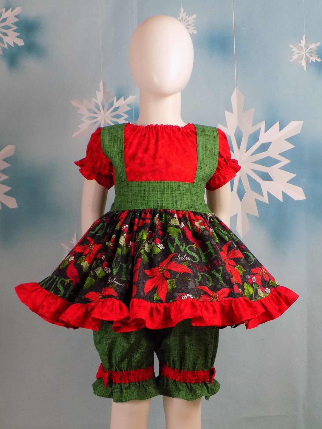 Christmas Pageant, Outfit, Casual Wear, OOC, Tunic Bloomers, Red, Green ...
