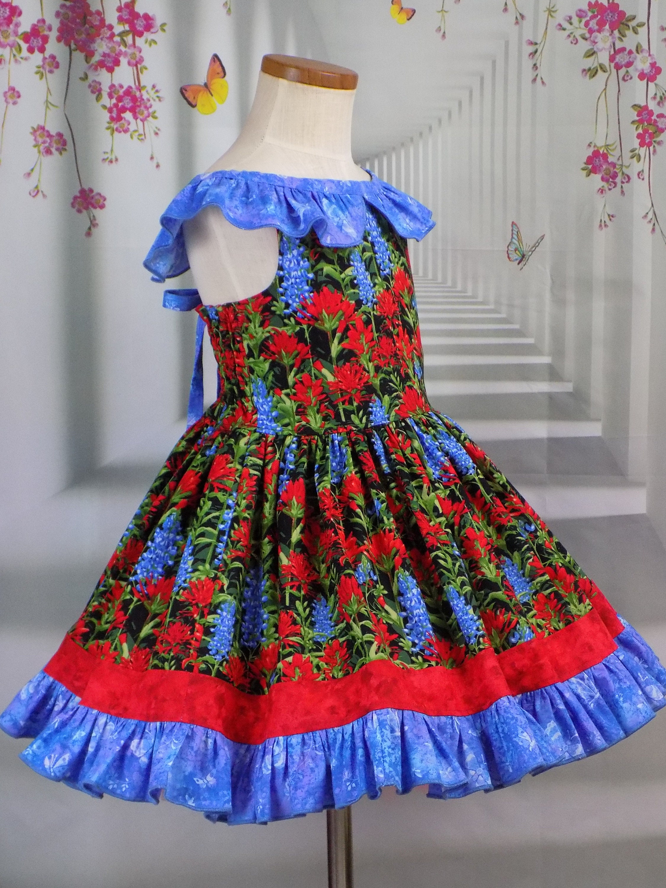 Girls Bluebonnets Dress Texas Dress Pageant Wildflowers - Etsy Nederland