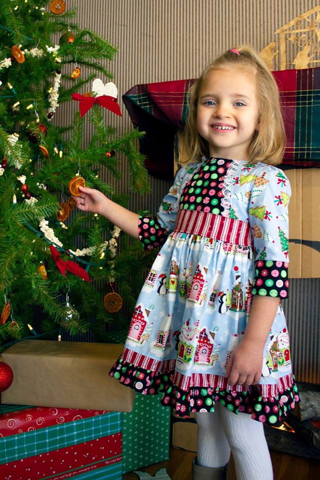 Gingerbread House Dress, Girls, Christmas Dress, Peppermint, Candy ...