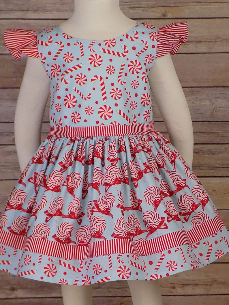Girls Candy Cane Dress, Christmas Dress, Red, Peppermint, Holiday ...