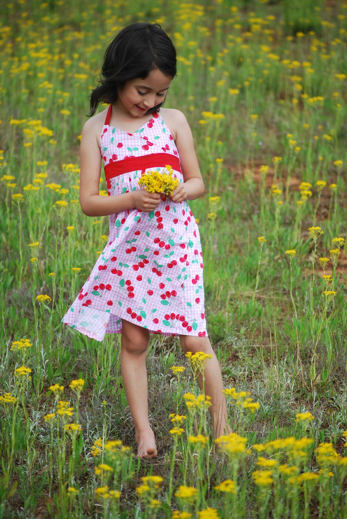 Girls Cherry Dress Red Cherries Summer Outfit Short Set | Etsy