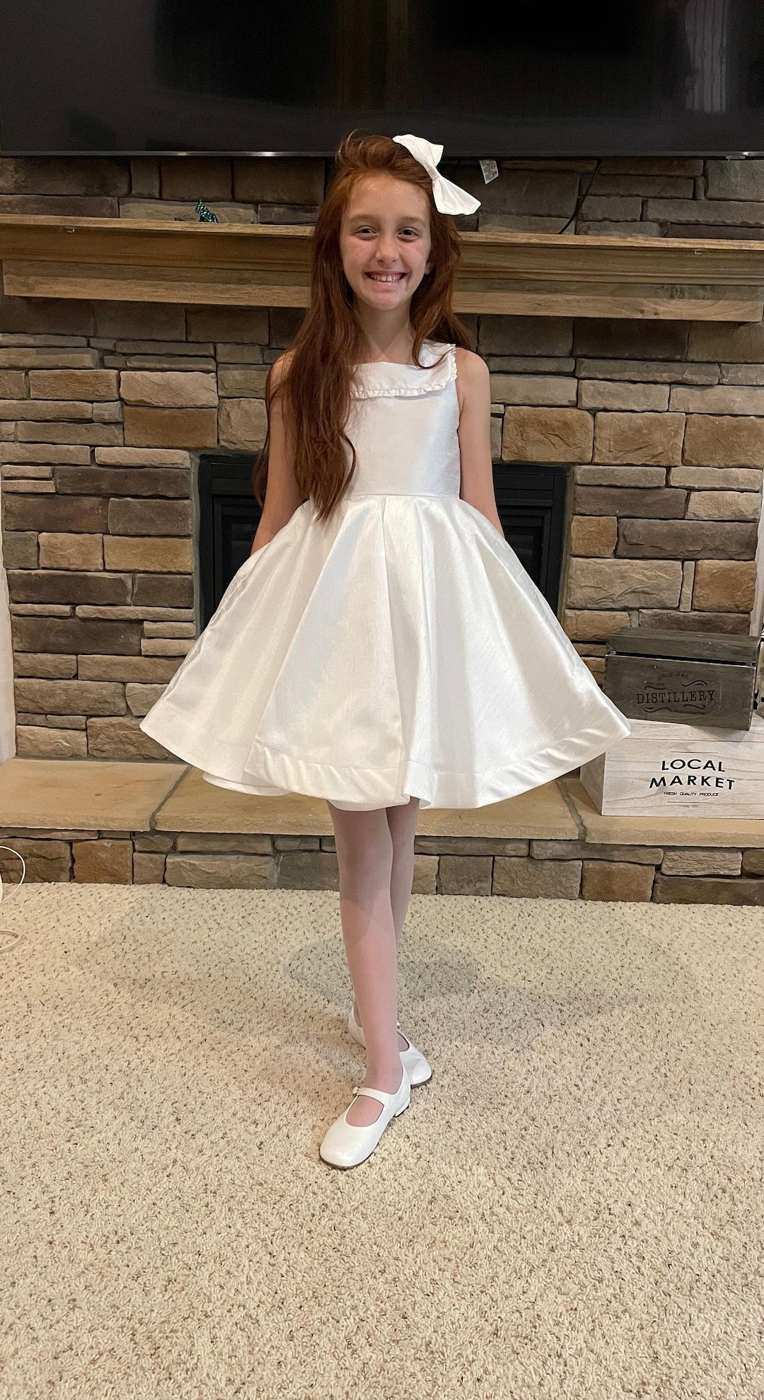 White Crowning Dress, Beauty Pageant Dress, Interview, Girls Faux Silk ...