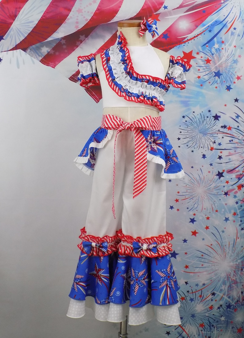 Patriotic Pageant Wear Girls 4th of July Outfit Red White - Etsy