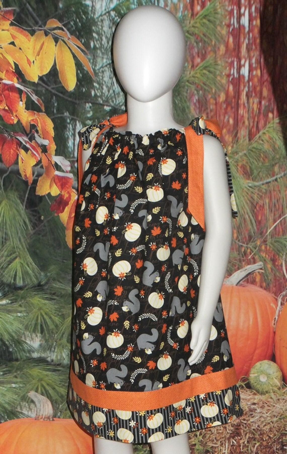 Girls Pumpkin Dress Squirrel Dress Fall Dress - Etsy