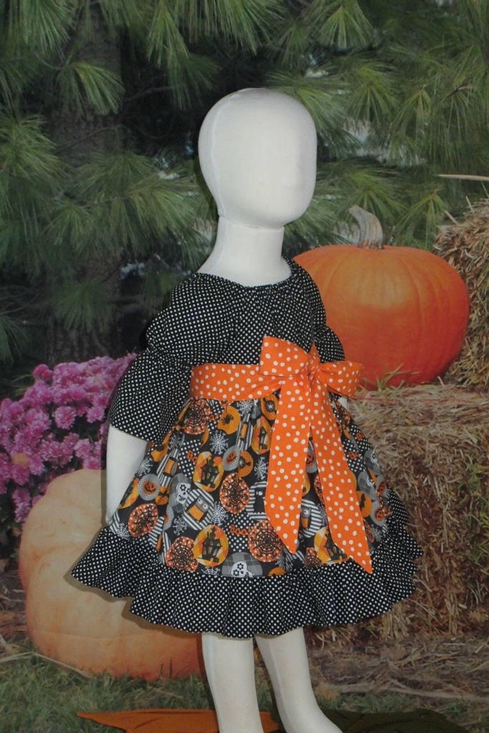 Girls Halloween Dress Toddler Pumpkin Dress Orange Black - Etsy
