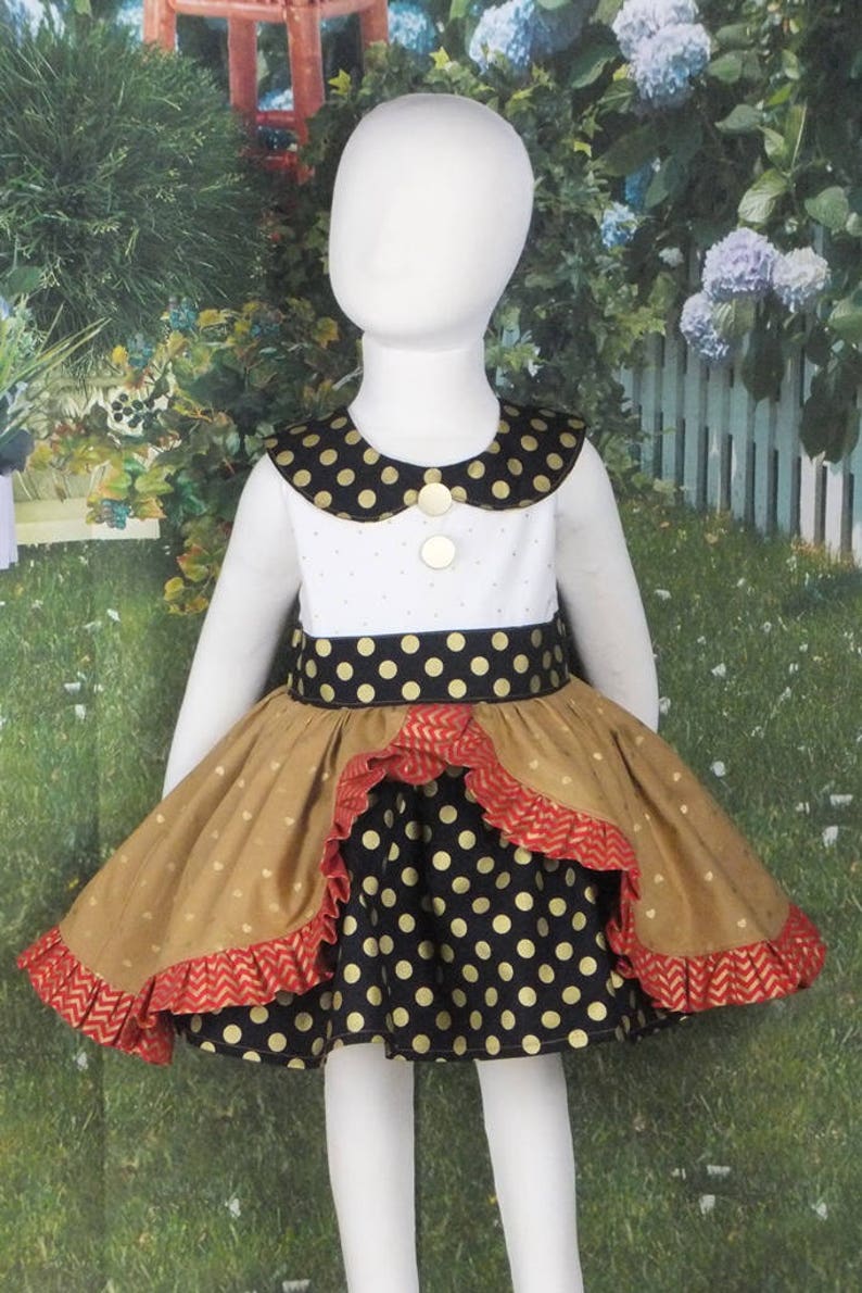 Pageant Wear OOC Girls Black Gold Dress Fancy Dress | Etsy