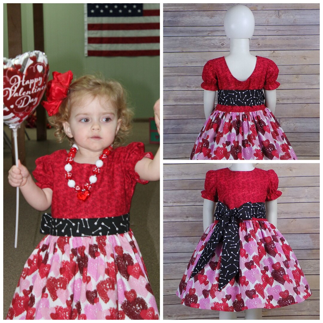 Girls Valentines Day Dress, Heart Dress, Arrow, Party, Fancy, Clothing ...