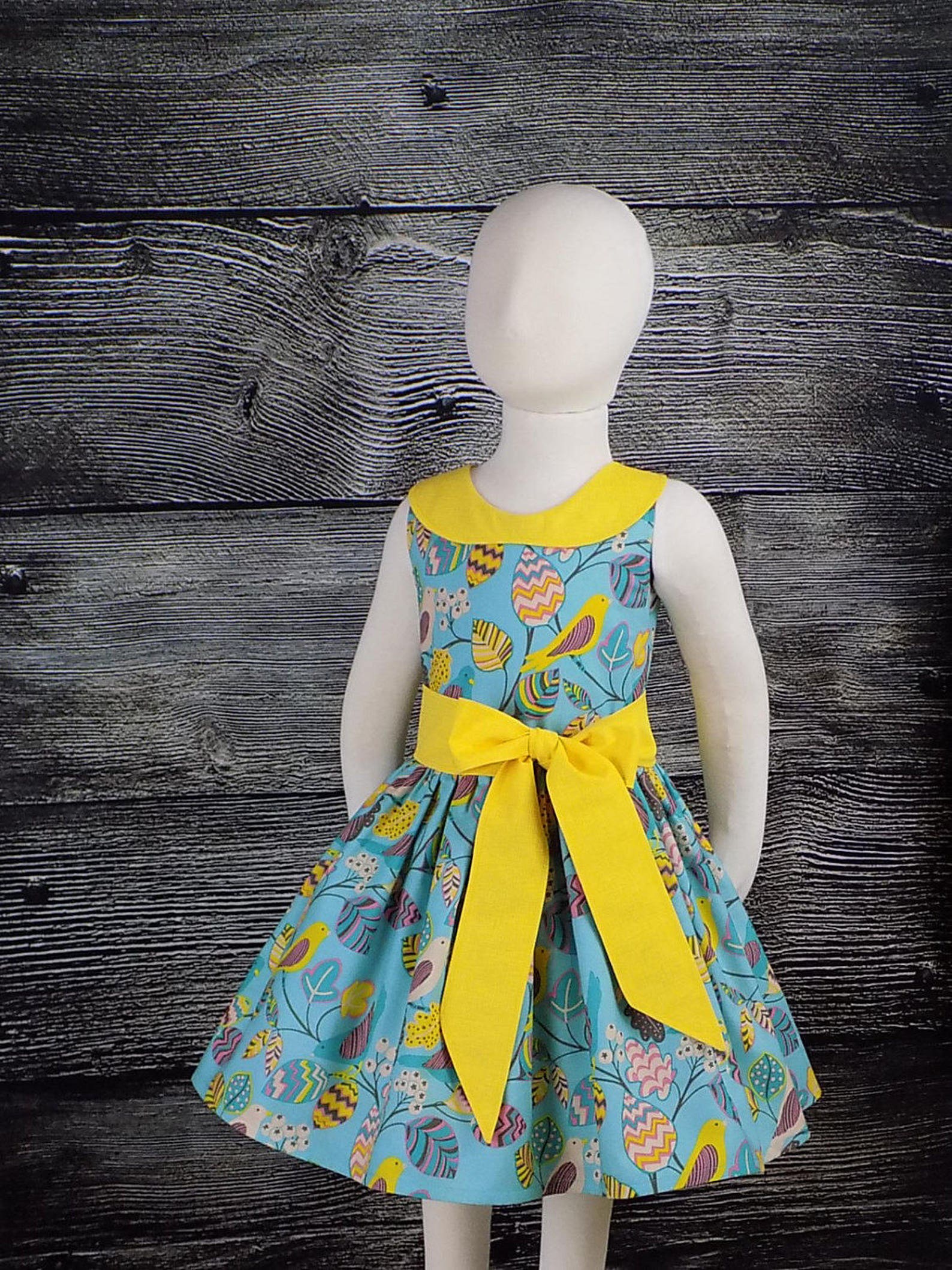 Girls Easter Dress Spring Birds Eggs Blue Yellow - Etsy