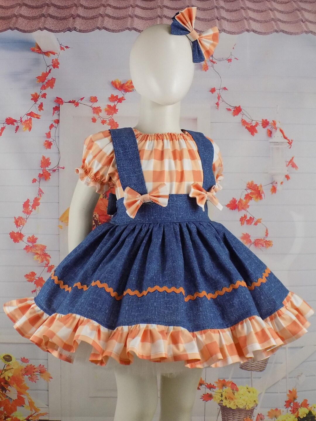 Orange Denim Pageant Wear, Fall Western Dress, Yam Festival, Halloween ...