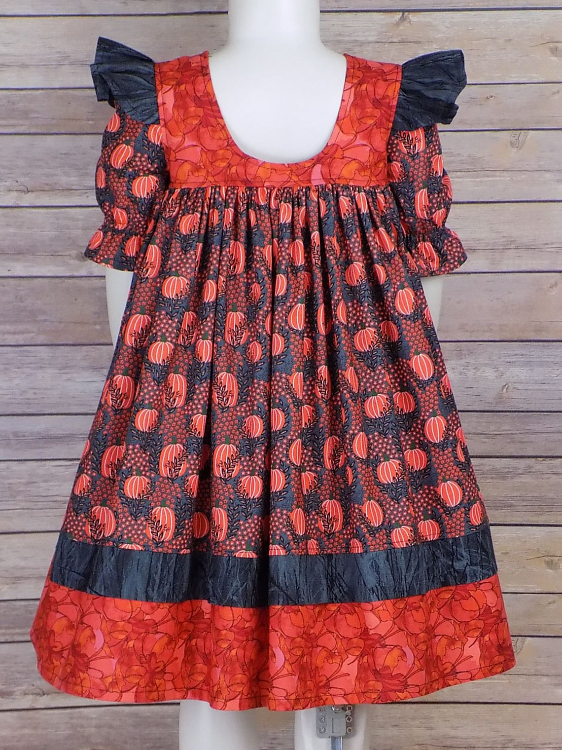 Girls Pumpkin Dress, Halloween Dress, Orange Dress, Fall Dress, Flutter ...